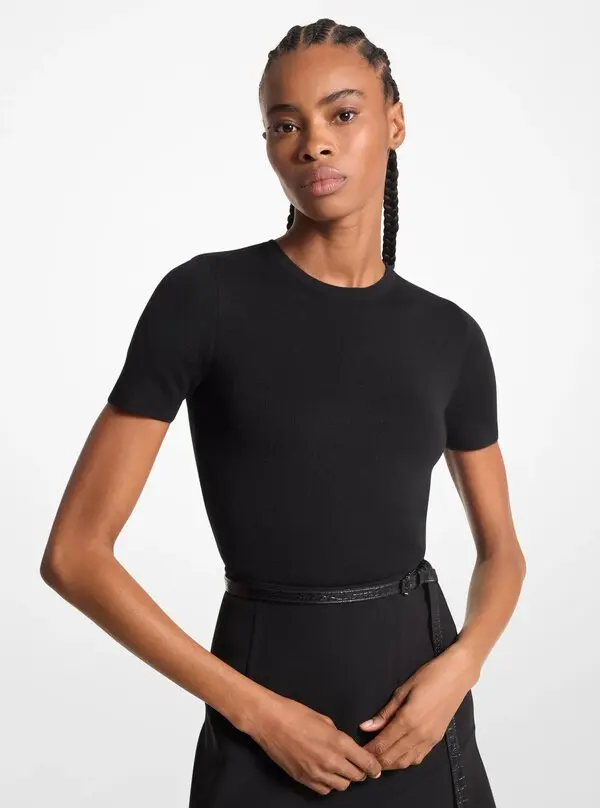 Michael Kors Cashmere Short-sleeve Sweater - Black