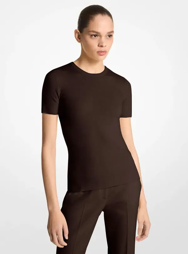 Michael Kors Cashmere Short-sleeve Sweater - Brown