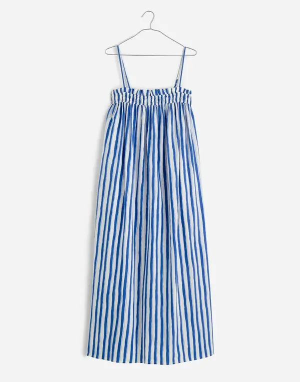 ruffle a-line midi dress in stripe poplin Orange Cotton Poplin A-Line Deep Neck Maxi Tier Dress 36