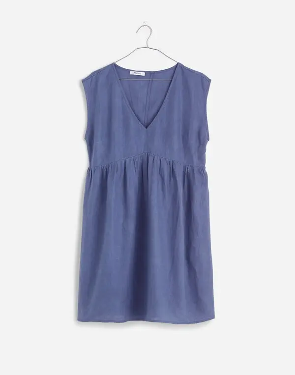 Madewell Mw Relaxed Empire-Waist Mini Dress In Sunfaded Indigo - 35% Off