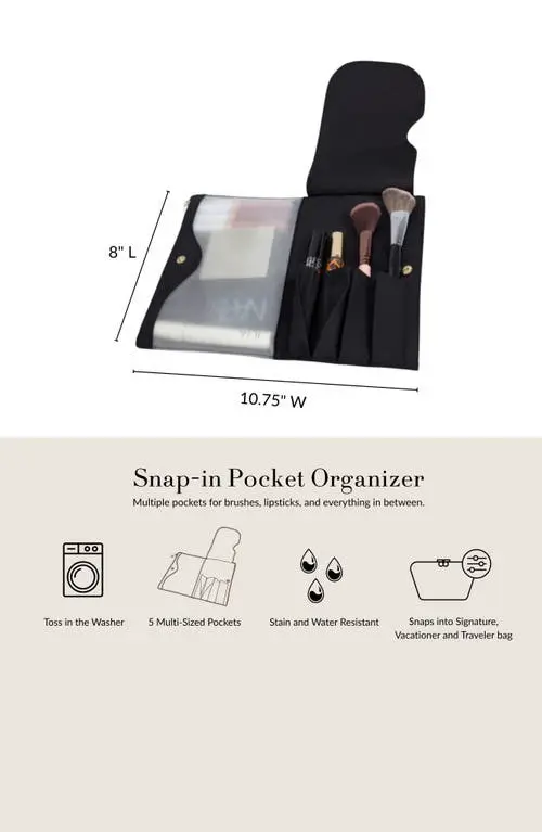 KUSSHI Makeup Pocket Organizer - Black