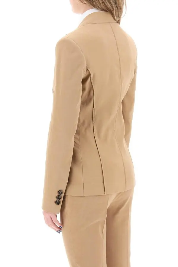 Pinko Linen-blend Single-breasted Blazer - Brown