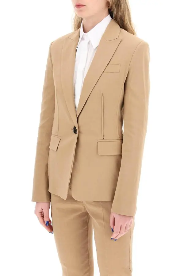 Pinko Linen-blend Single-breasted Blazer - Brown