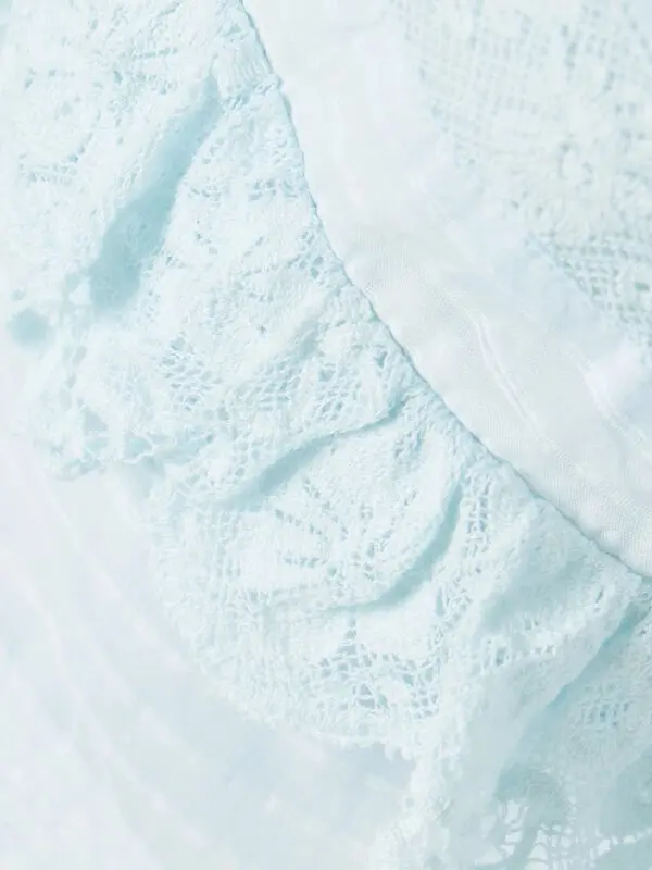 chinese dress ladies Ribbon Lace Detail Mini Dress in Blue - Floral Print with Bow