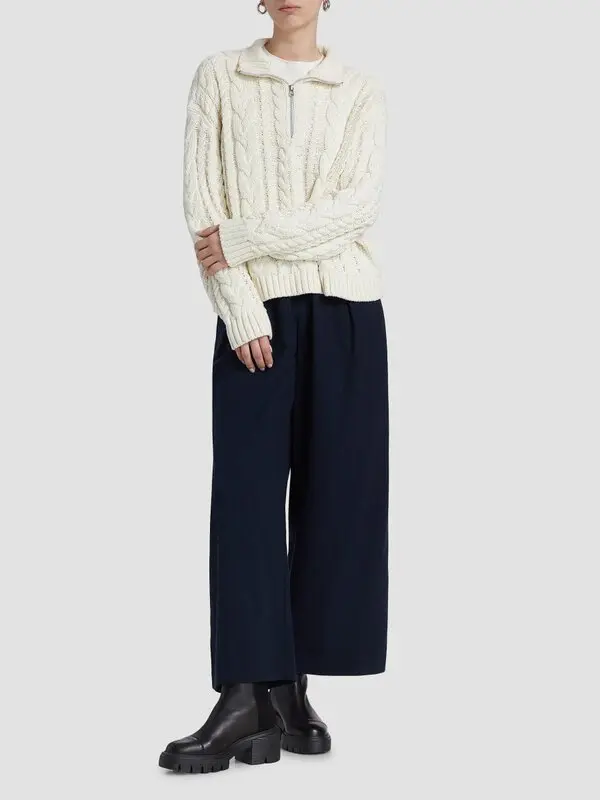 Jenni Kayne Cotton Cable-knit Zip Sweater