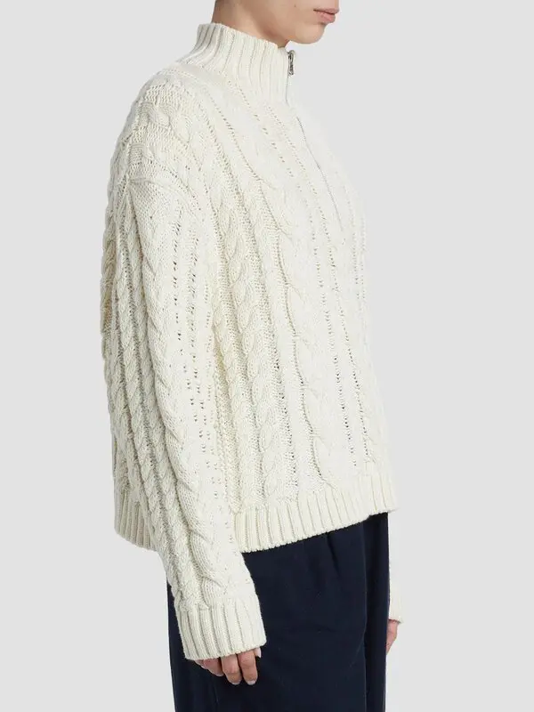 Jenni Kayne Cotton Cable-knit Zip Sweater