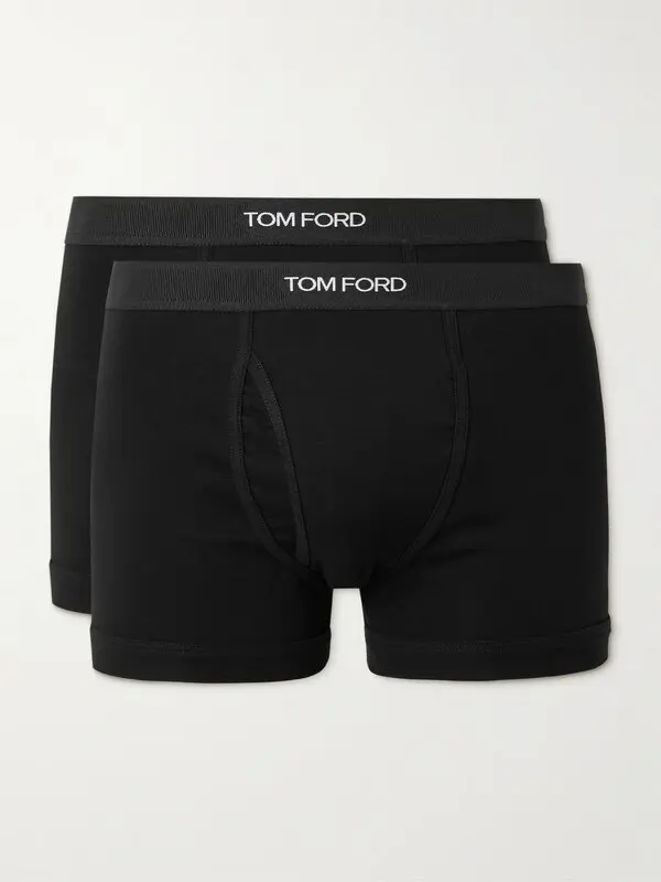 TOM FORD Two-pack Stretch-cotton Jersey Boxer Briefs - Black