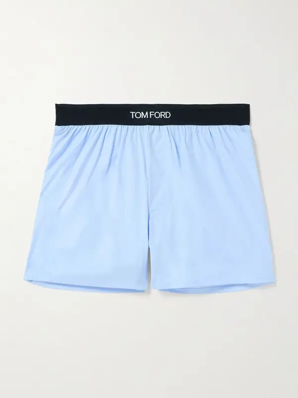 TOM FORD Stretch-cotton Poplin Boxer Shorts - Blue