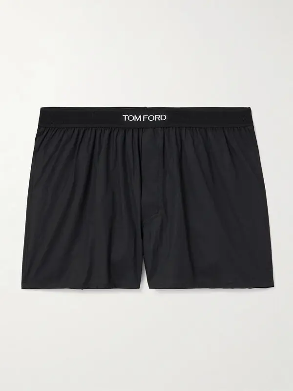 TOM FORD Stretch-cotton Poplin Boxer Shorts - Black