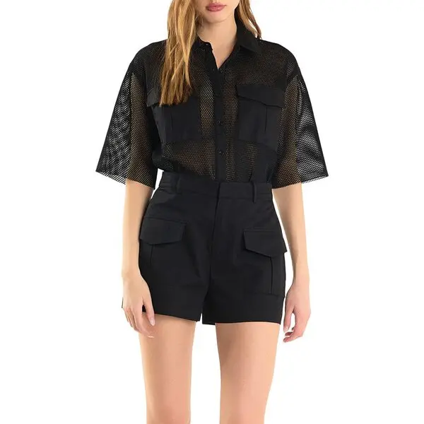 Endless Rose Pocket Mesh Shirt - Black