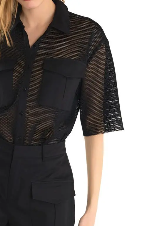 Endless Rose Pocket Mesh Shirt - Black