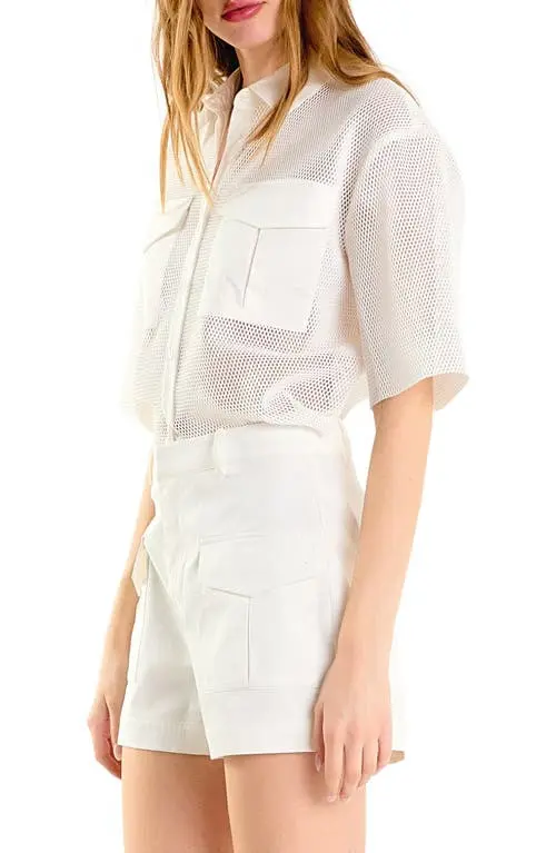 Endless Rose Pocket Mesh Shirt - White