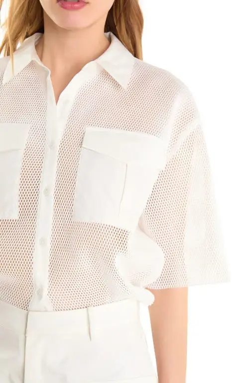 Endless Rose Pocket Mesh Shirt - White