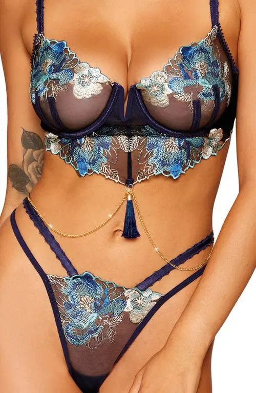 DREAMGIRL Floral Embroidered Underwire Bra & G-string Set