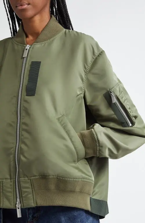 Sacai Nylon Twill Bomber Jacket - Khaki
