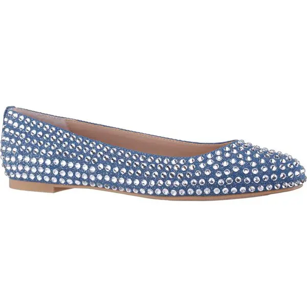 Nina Paula Embellished Flat - Blue Denim