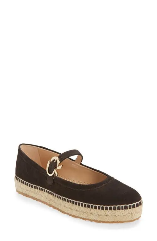 GIANVITO ROSSI Espadrille Mary Jane Ballet Flats - Moka
