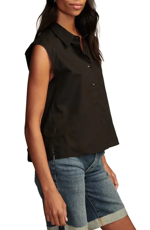 Lucky Brand Button-front Sleeveless Top - Meteorite