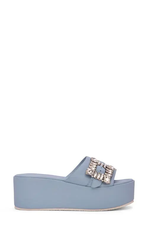 BEAUTIISOLES Dita Platform Slide Sandal - Sky Blue