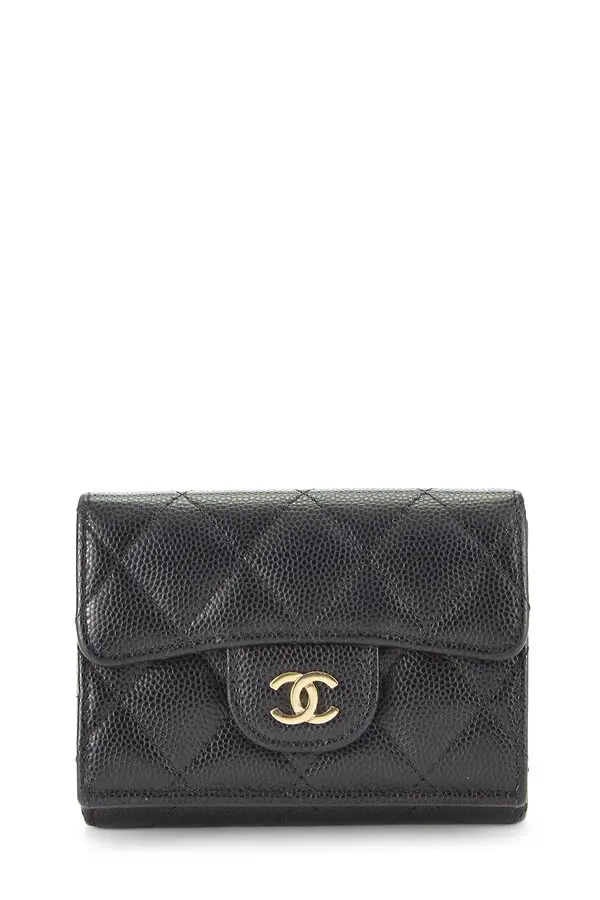 Chanel Caviar Classic Flap Compact Wallet - Black