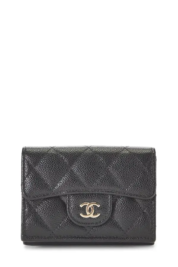Chanel Caviar Classic Flap Compact Wallet - Black