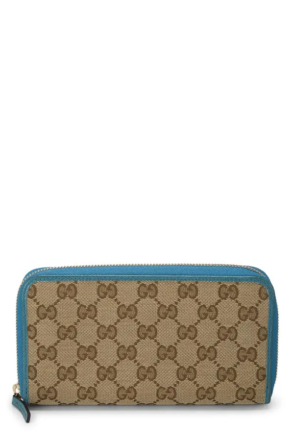 Gucci Original Gg Canvas Zip Around Wallet - Blue