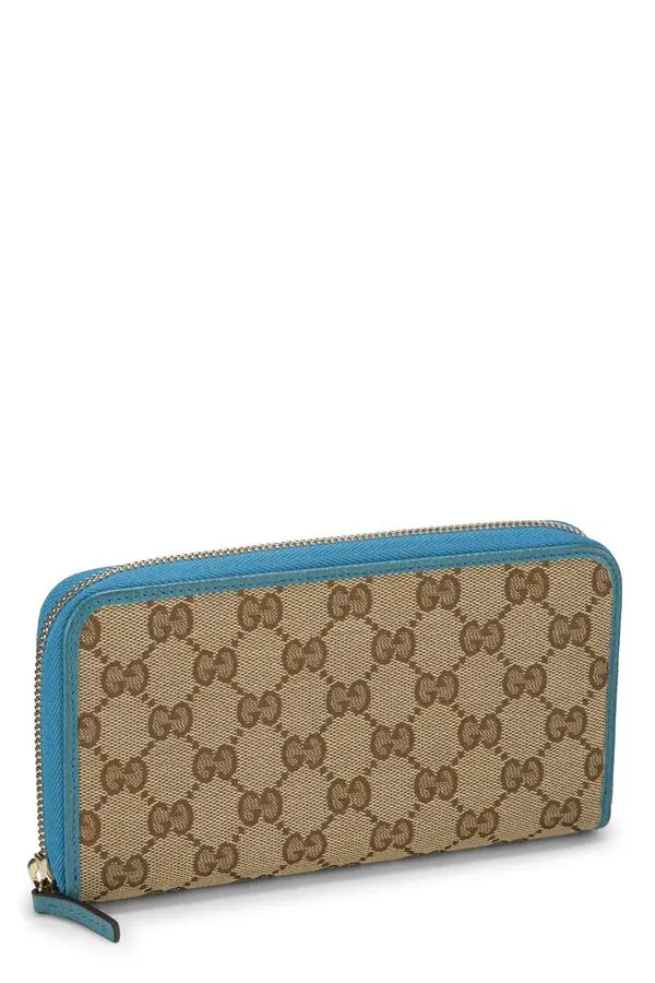 Gucci Original Gg Canvas Zip Around Wallet - Blue