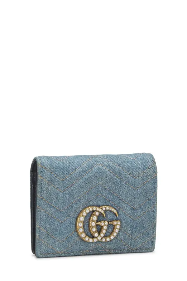 Gucci Denim Gg Marmont Card Case