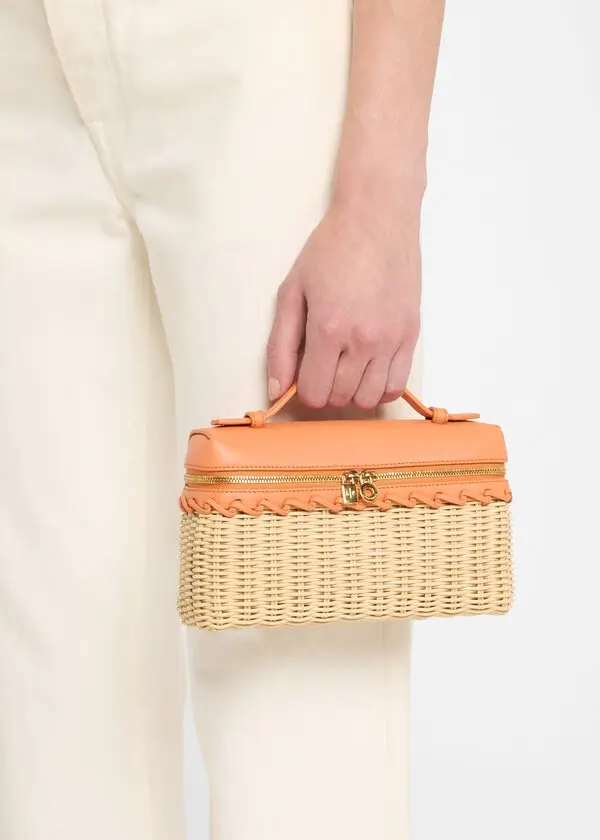 Loro Piana Extra Pocket Zip Rattan Crossbody Bag