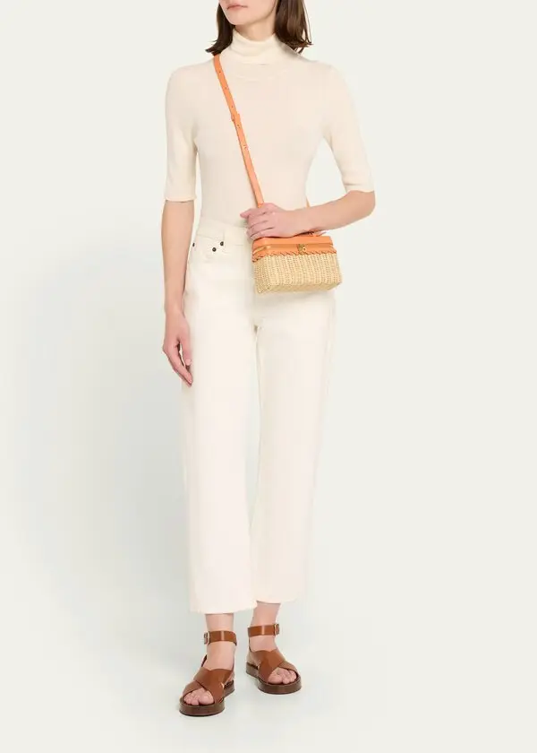 Loro Piana Extra Pocket Zip Rattan Crossbody Bag