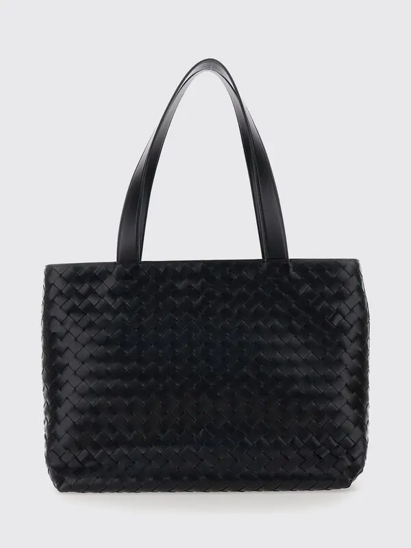 Bottega Veneta Intrecciato Woven Calfskin Tote Bag With Double Handle - Black