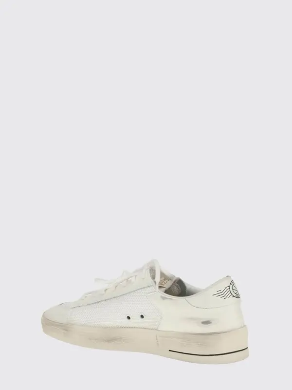 GOLDEN GOOSE Stardan Low Top Sneakers In Leather And Mesh With Distressed Effect - White
