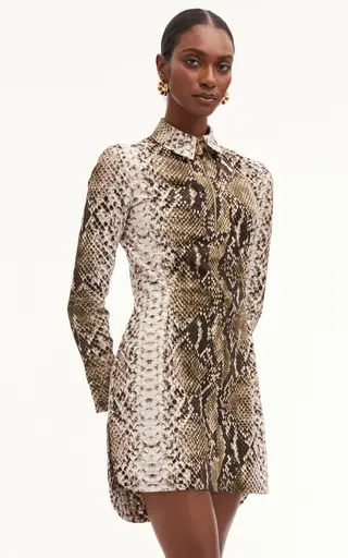 knee length dresses for ladies Curvy Long Sleeve Snake Print Dress 2X main image 0