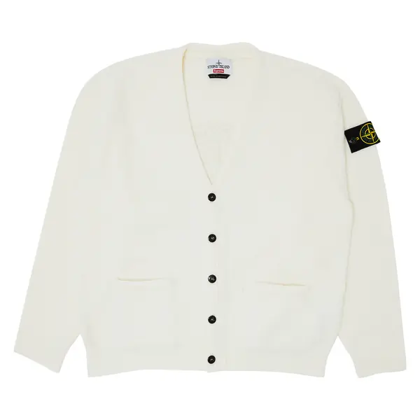 Supreme X Stone Island Bouclé Cardigan - White