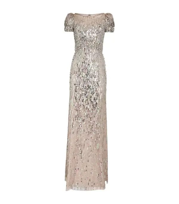 jenny packham silver beaded dress Tana