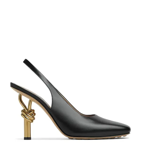 Bottega Veneta Leather Knot Slingback Heels 90