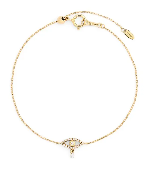 PERSEE Yellow And Diamond Pavé Evil Eye Bracelet - Gold