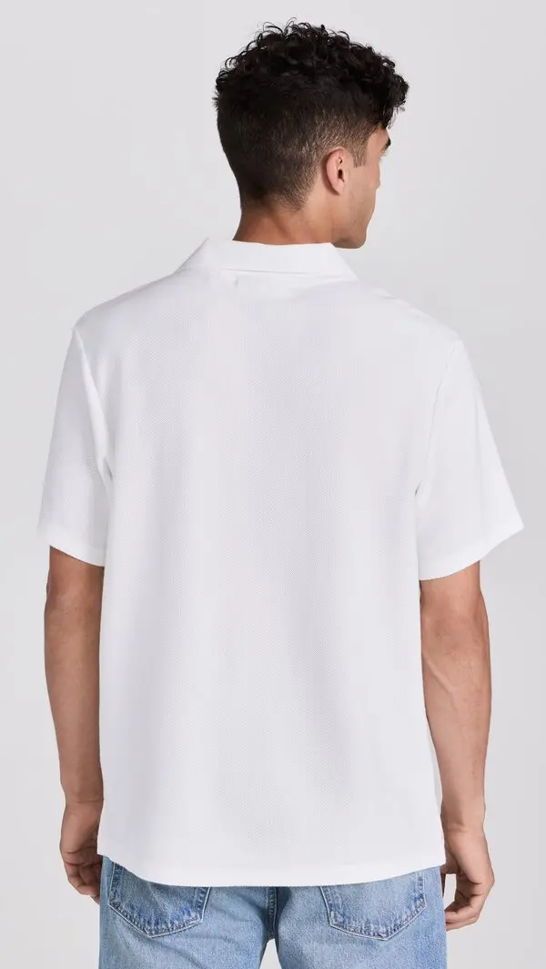 FRAME Short Sleeve Jacquard Polo - Off White