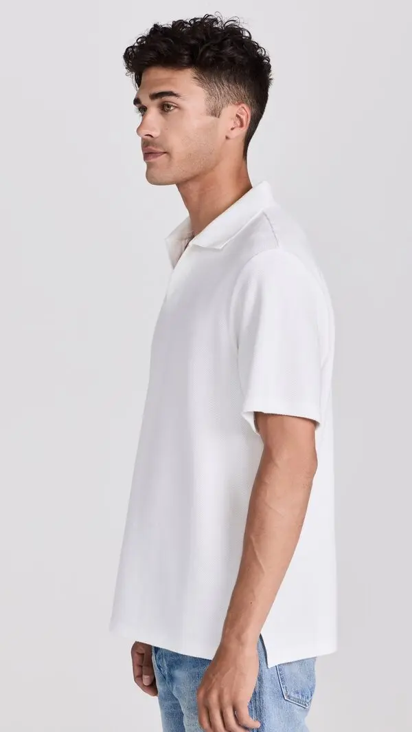 FRAME Short Sleeve Jacquard Polo - Off White