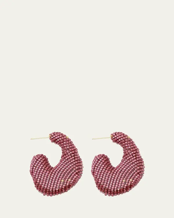 SUSANA VEGA Aria Beaded Hoop Earrings - Plum