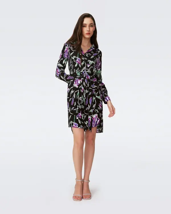 dvf prita shirt dress Diane Von Furstenberg Prita Shirt Dress In Huge Tulip Fields Violet - 65%  Off