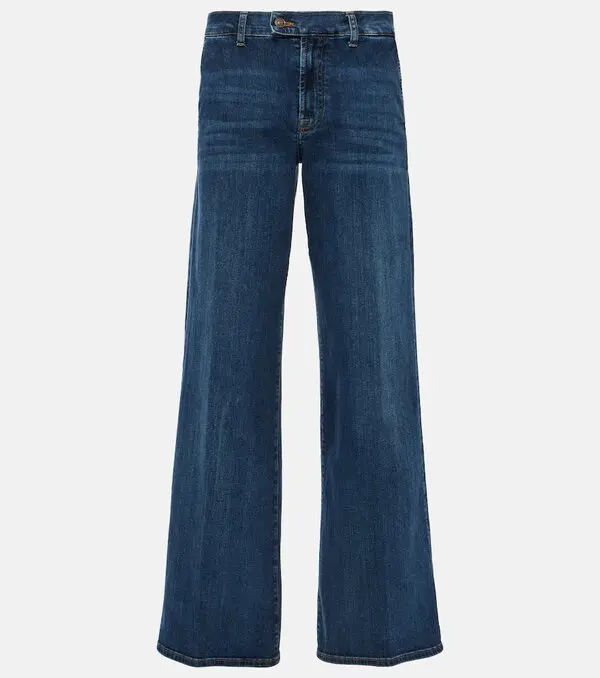 7 For All Mankind Lotta Rebel High-rise Wide-leg Jeans - Blue