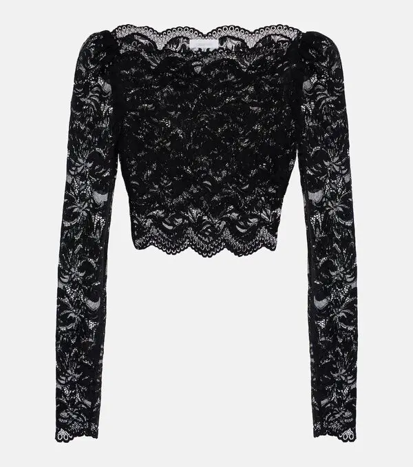 Rabanne Floral Lace Crop Top - Black