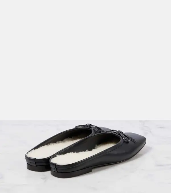 Brunello Cucinelli Monili Shearling-lined Leather Mules