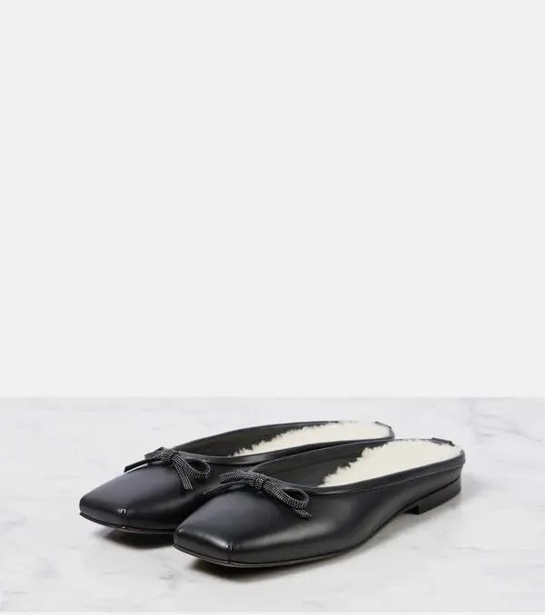 Brunello Cucinelli Monili Shearling-lined Leather Mules