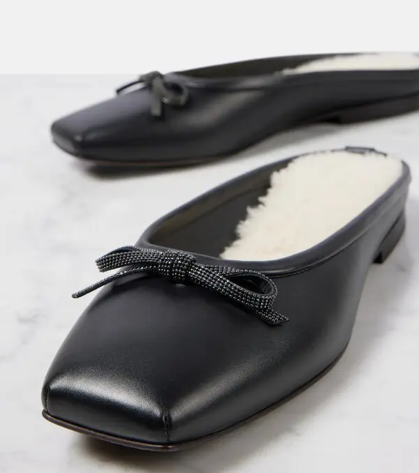 Brunello Cucinelli Monili Shearling-lined Leather Mules