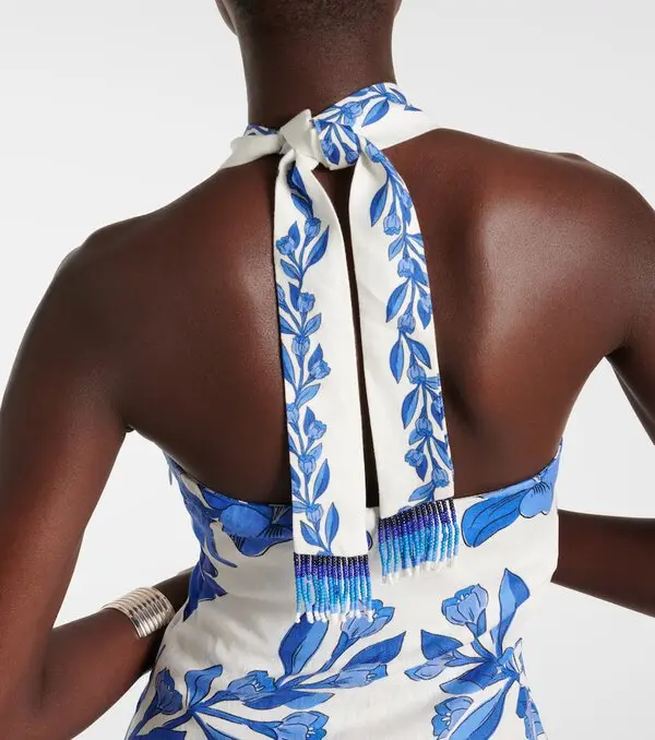 Farm Rio Printed Halterneck Linen Maxi Dress In Multicoloured - 20% Off |  Editorialist