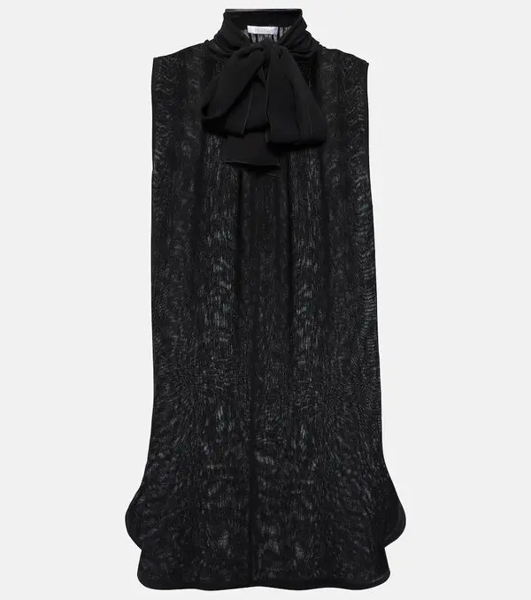 Max Mara Mela Silk Top With Bow Detail - Black