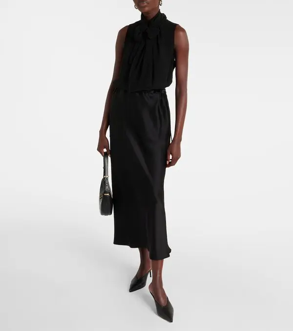 Max Mara Mela Silk Top With Bow Detail - Black
