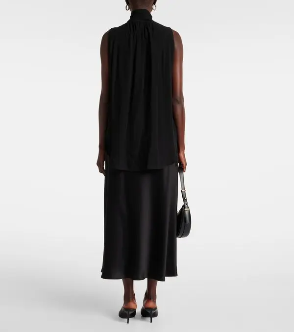 Max Mara Mela Silk Top With Bow Detail - Black
